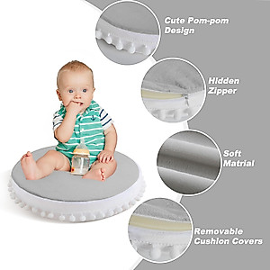 Kishome Round Floor Pillow for Kids, Circle Floor Pillows Set of 4 Big Floor Pillows for Children Classroom 15 Inch, Large Cute Seat Cushion Reading Nook Preschool Playroom Nursery Canopy