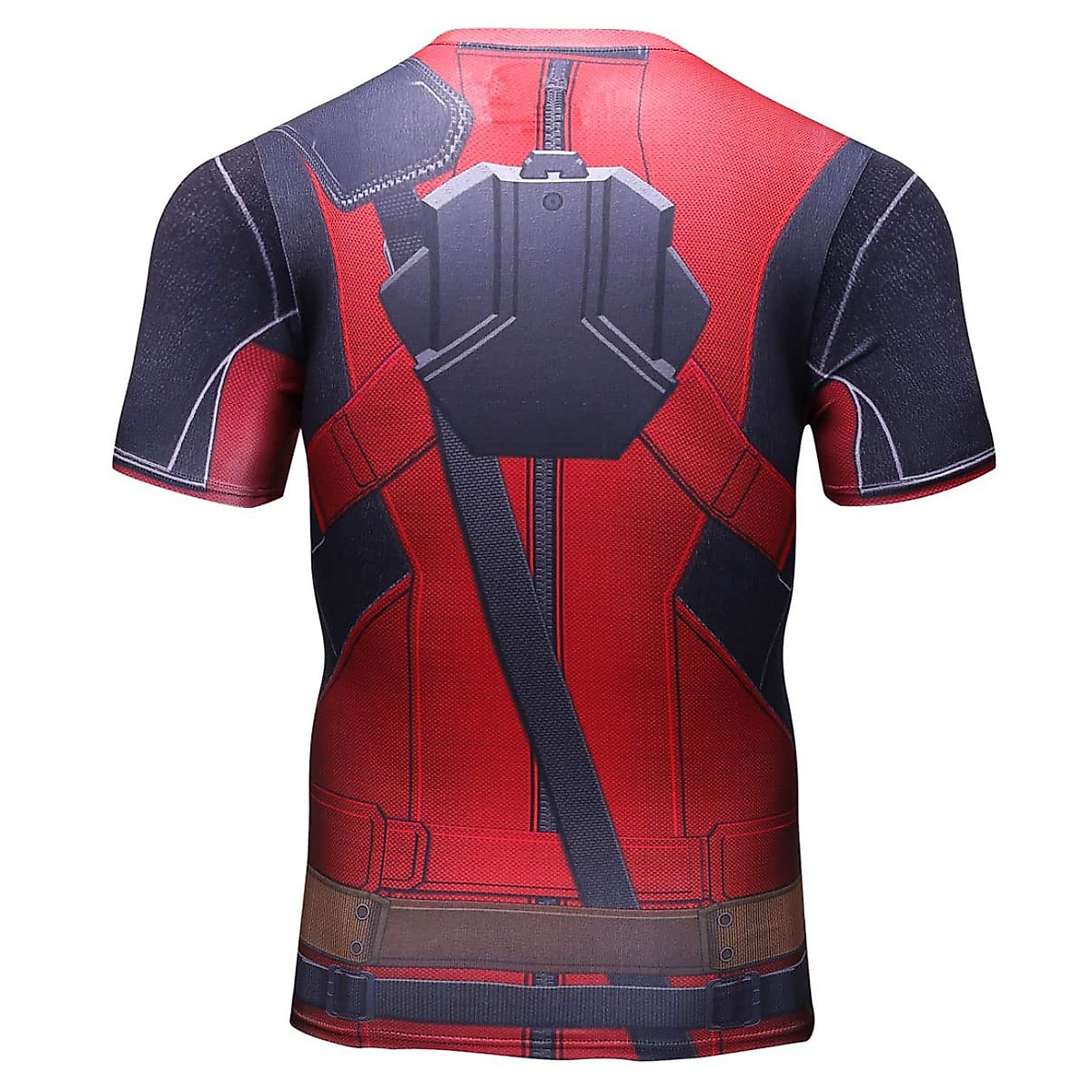 Red Plume Mens 3D Digital Printing Short Sleeve T-Shirt Outdoor Running Yoga Fitness Tight Shirt for Men Red B