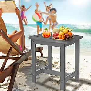 Y&M Outdoor Side Table, HIPS Adirondack Small Single Table, Waterproof Square Outside Table, Balcony Modern End Tables for Patio, Pool, Beach, Porch, Deck, Indoor or Outdoor Use (Dark Grey, 2 Pack)