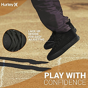 Hurley Roddy Kids High Top Skateboard Sneakers, Black Sports Shoes for Boys and Girls, Sneakers for Toddlers and Children