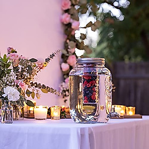 2-Gallon Glass Liquor Decanter Drink Dispenser for Parties - 100% Leakproof Stainless Steel Spigot + Marker & Label and Fruit Infuser, Water Beverage Dispenser Liquid Laundry Detergent Dispenser