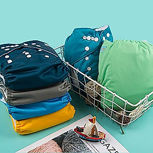 ALVABABY Baby Cloth Diapers One Size Adjustable Washable Reusable for Baby Girls and Boys 6 Pack with 12 Inserts 6BM101