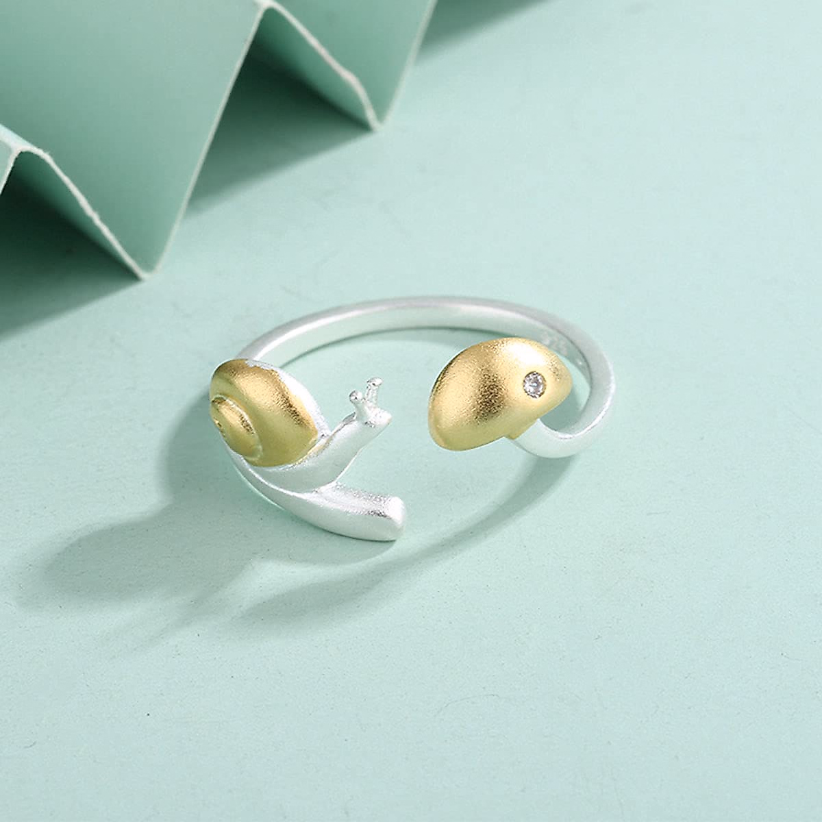 Cute Mushroom Snail Ring Creative Cartoon Snail Stud Earrings Adjustable Gold Silver Snail Mushroom Jewelry for Women (Mushroom Ring)