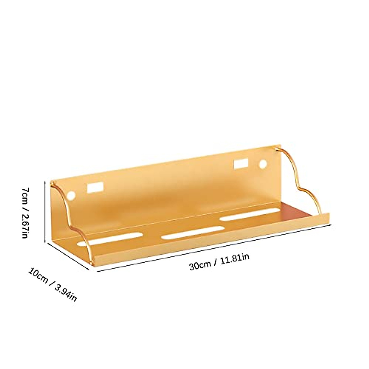 Above Sink Shelf Decoration Rack Simple Style Wall Hanging Decoration Metal Bracket Wooden Base Natural Stability Beautiful and Generous (Gold, One Size)