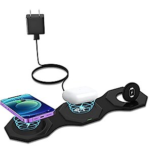 Wireless Charger 3 in 1,Magnetic Foldable 3 in 1 Charging Station for Multiple Apple Devices,Wireless Charging Pad Dock for iPhone14 13 12 11 Pro Max Plus,AirPods 3 2 Pro,Apple Watch