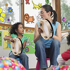 ZEAYEA 2 Pack Radiant Tambourine, 8 Inch 10 Inch Double Row Jingle Tambourine for Kids Adults Church, Hand Held Drums Percussion, Musical Educational Drum Instrument for Games, Party