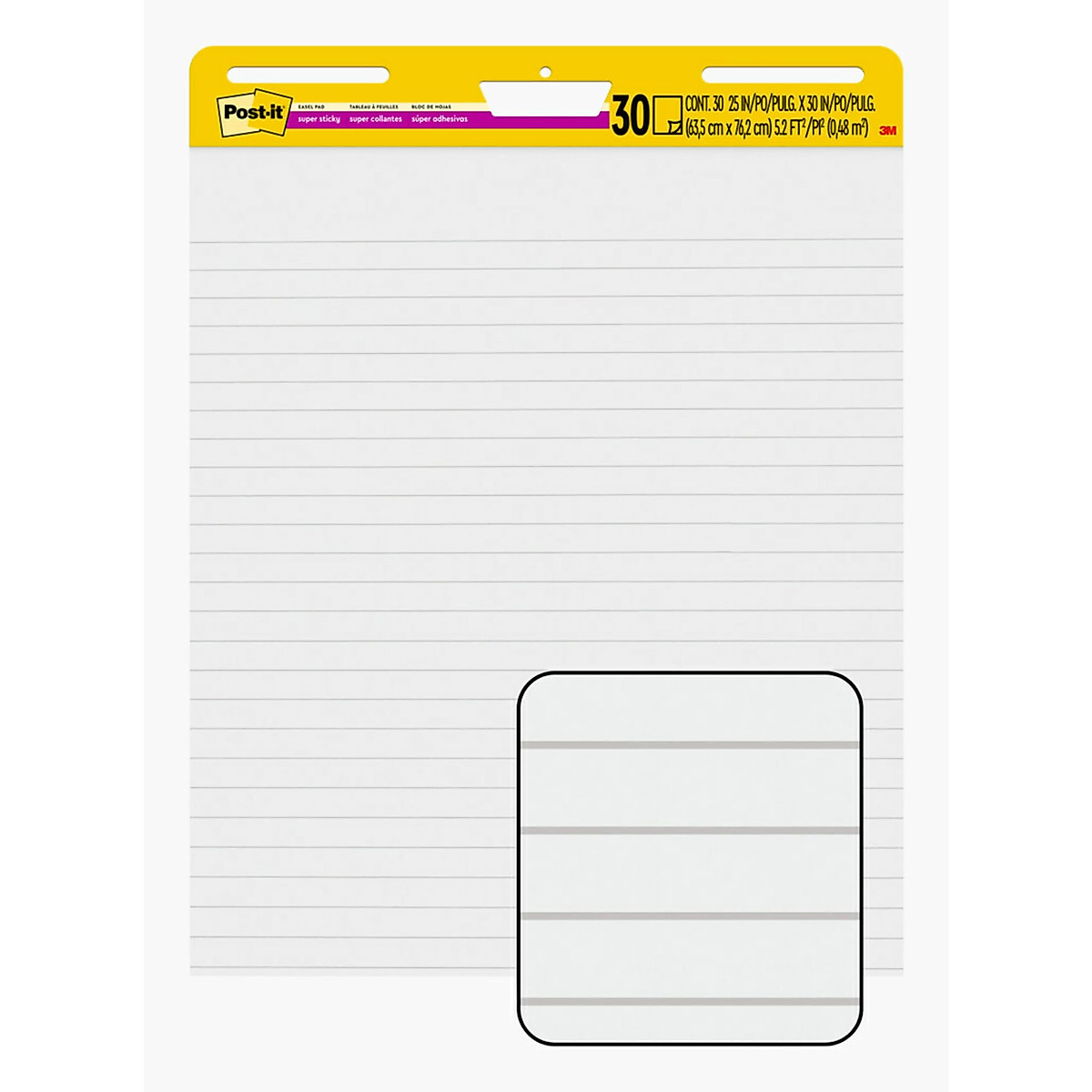 Post-it Super Sticky Easel Pad, Great for Virtual Teachers and Students, 25 x 30 Inches, 30 Sheets/Pad, 2 Pads, Lined Premium Self Stick Flip Chart Paper, Teacher Anchor Chart (561WL) (561WL VAD 2PK)