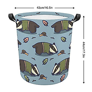 Badger and Snail Large Laundry Basket Hamper Bag Washing with Handles for College Dorm Portable