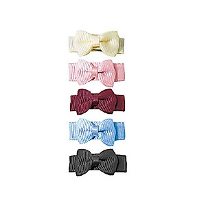 Baby Wisp 5 Tiny Tuxedo Bow Grosgrain Hair Clips Baby Girls Toddlers - Victorian Tea Gift Set