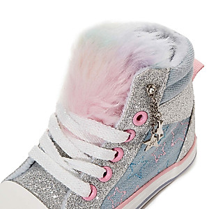 Weestep Girls Toddler/Little Kid Glitter Unicorn Bow Sneaker Shoe, Colorful Blue 2