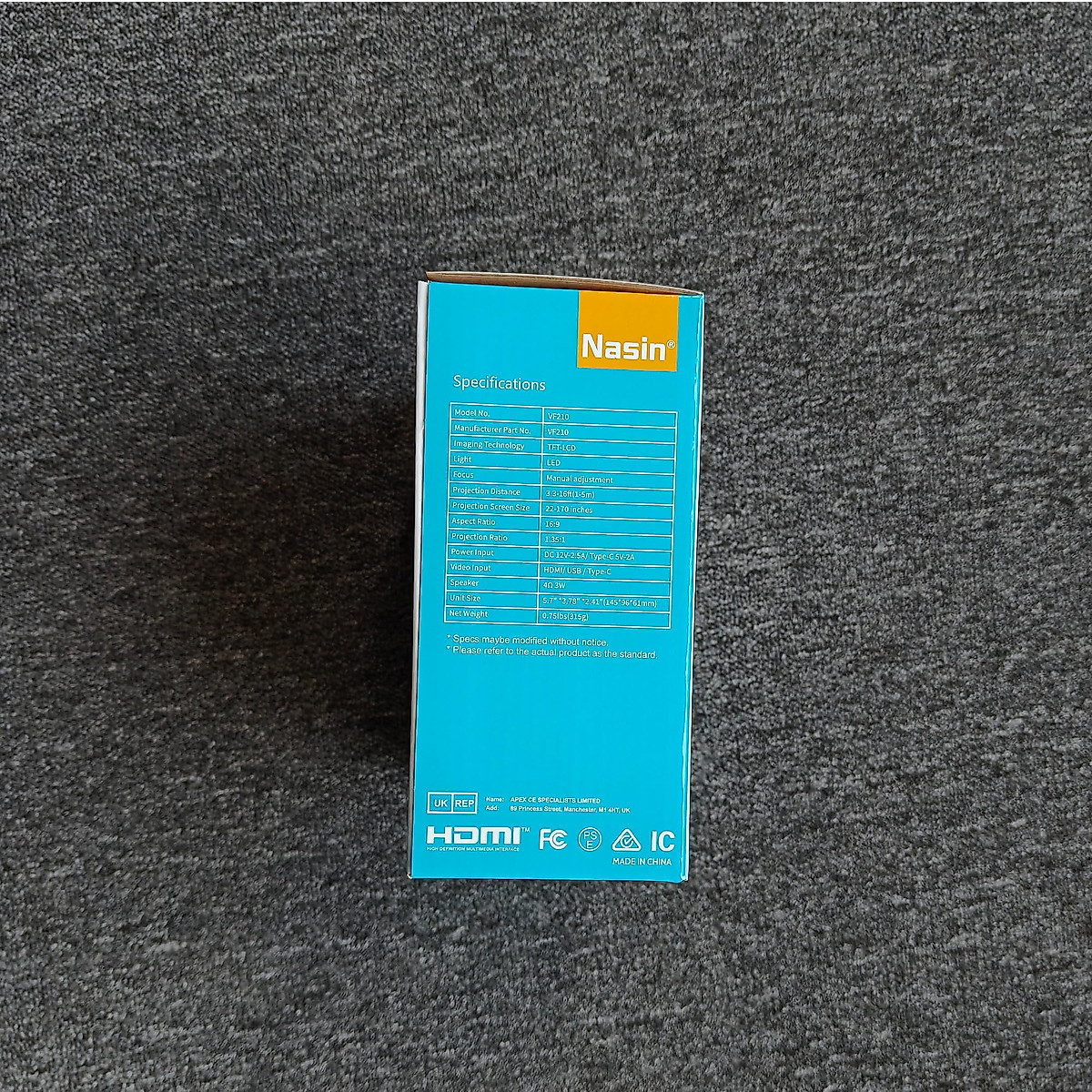 Mini Projector, Nasin Video Projector 1080P Supported Portable Outdoor Movie Projector Home Theater Projector Compatible with TV Stick/iOS/Android Phone/Laptop, HDMI/USB