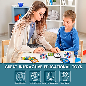 Funtactics Wooden Matching Game Puzzle 3.0 Games, Pattern Block Match Puzzles Building Cubes with Bell for Kids and Adults Toys Board Games for Family Night 5 Players