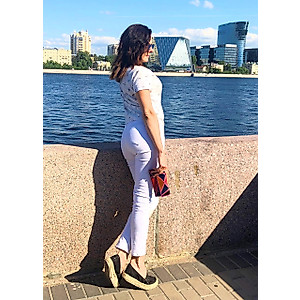 Leather Book® RFID LW-1807 Love Angles Ladies Clutch | 7” wide and Slim Ladies Wallet | 6 Card Slots | 3 card window | Three slides pockets | Malty Color Real Leather