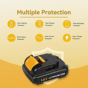 PDstation 2Pack DCB120 Battery 3000mAh Replacement for Dewalt 12V Max Batteries Compatible with Dewalt 12V Battery Lithium Ion Power Tools DCB120 DCB123 DCB127 DCB122 DCB124 DCB121 DCB126