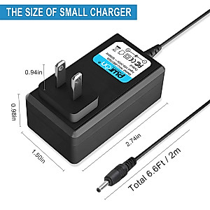 PwrON 6.6FT 9V AC to DC Adapter Compatible with Ryobi HP108L 8-Volt Lithium-Ion Cordless Kit Drill Driver ZRHP108L SA721, Ryobi CH124 720391002 Class 2 Power Supply Cord