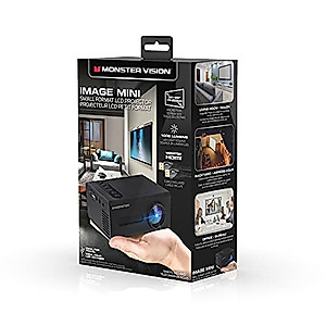 Monster Image Mini Small Format LCD Projector 1920x1080 HD Quality, Project Up to 8 Feet Away, Works On Projection Screens Ranging from 20-80 Inches. Supports Any Format with Universal HDMI Cable