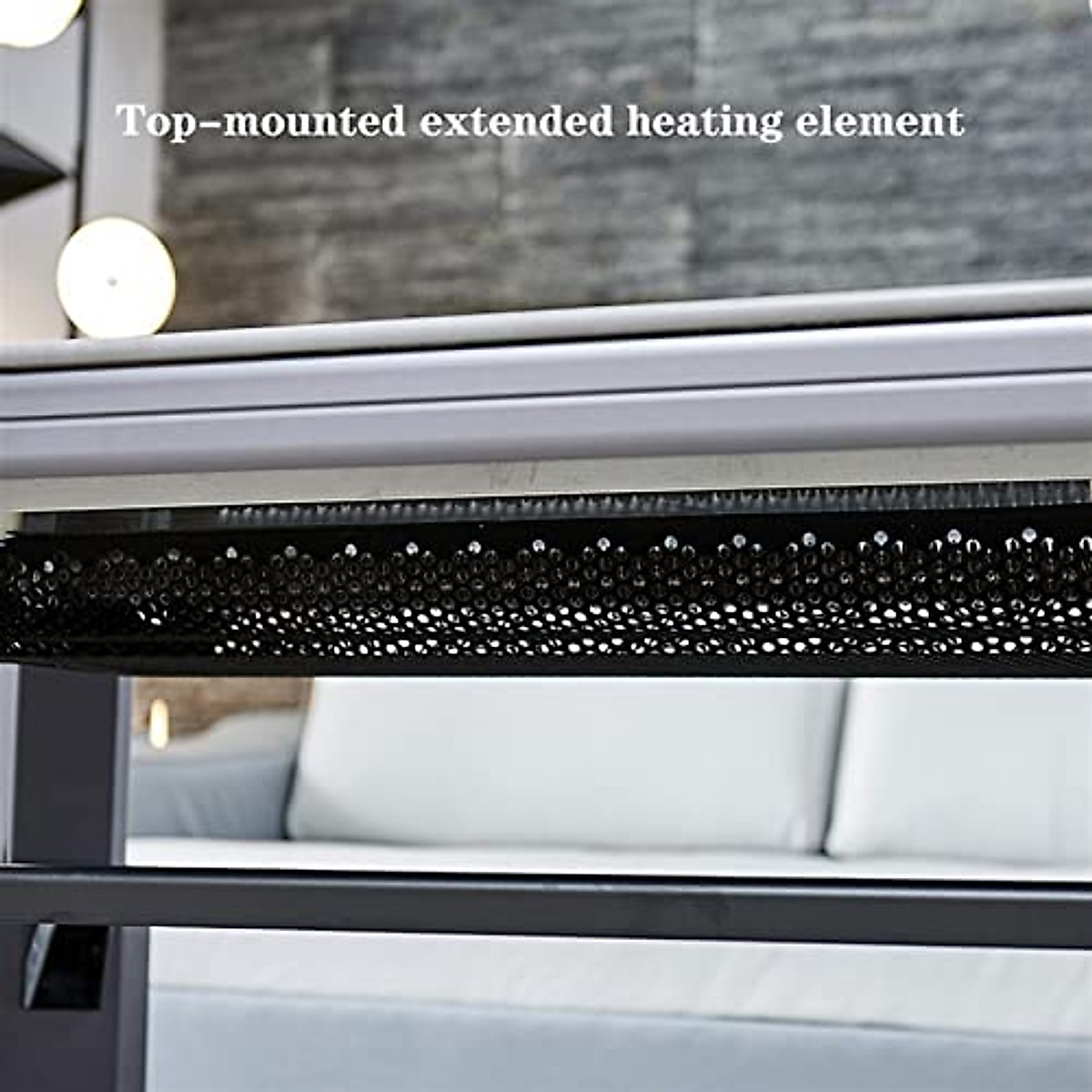 Outdoor Garden Heater Heater Coffee Table, Rectangular Ceramic Heater Coffee Table with Slate Top, Liftable Electric Heater Table with Thermostat, Timer and Remote Control Patio He