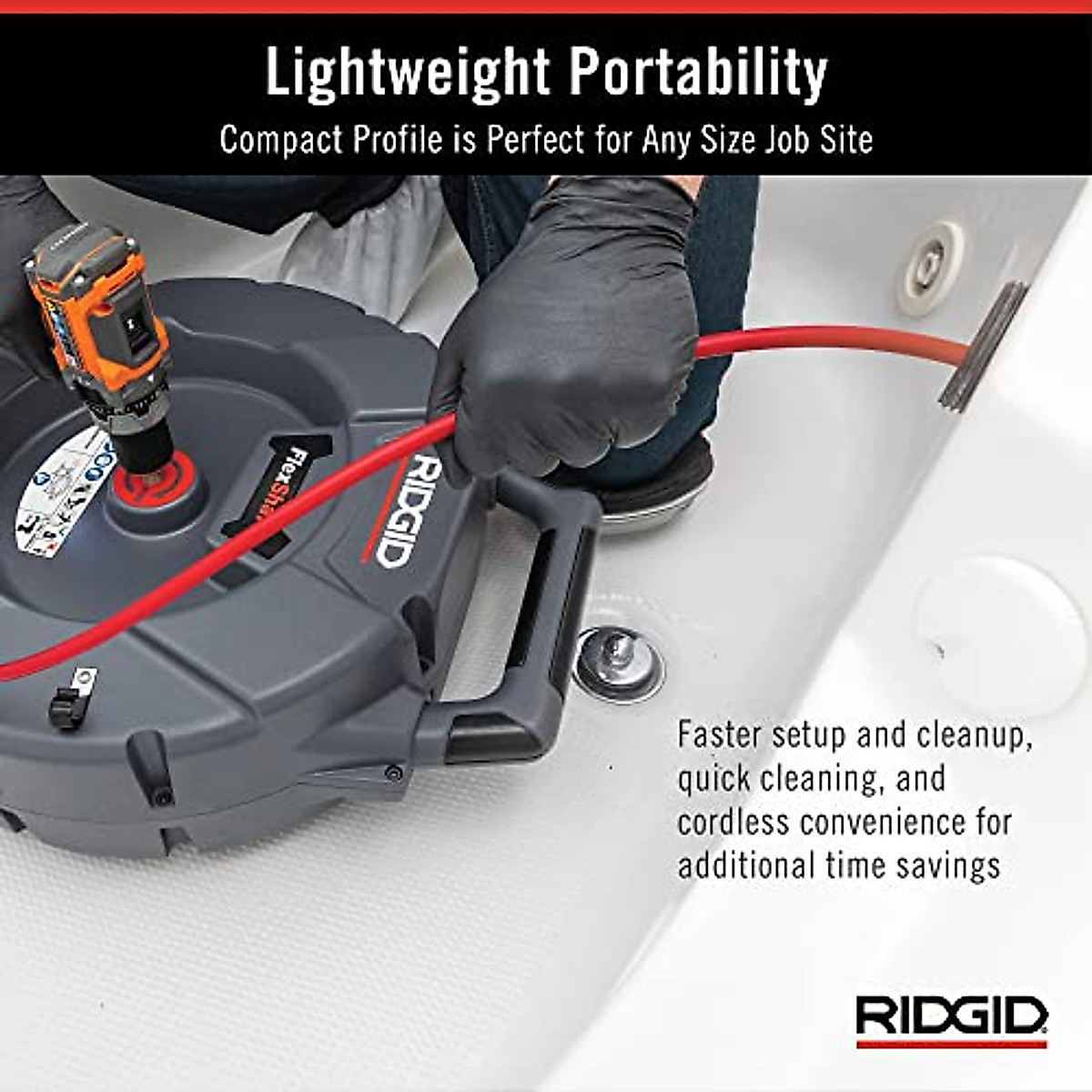 RIDGID 64273 Model K9-204 FlexShaft Drain Cleaning Machine Kit for 2"-4" Pipes