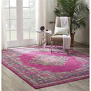 Nourison Passion Fuchsia 8' x 10' Area-Rug, Boho, Traditional, Easy-Cleaning, Non Shedding, Bed Room, Living Room, Hallway (8x10)