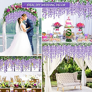 IMIKEYA 12 Pieces Wisteria Artificial Flower 3.25 Feet Wisteria Vine Ratta Hanging Garland Silk Fake Wisteria Flowers String for Wedding Party Decor, Blue