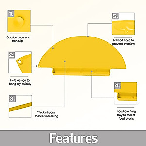 Food Catching Baby Placemat with Suction, Kids Portable Placemats for Dining Table, Premium Silicone toddler baby eating mat, Dishwasher Safe, Easy to Storage and Carry (Yellow)