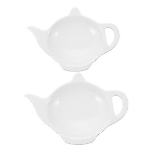 FUOYLOO 2pcs Ceramic Tea Bag Saucer Tea Bag Resting Caddy Ceramic Tea Bag Holders Tea Bag Organizer Coffee Tray Tea Pots Decorative Mini Accessories Tea Bag Storage Sushi Soy Dipping Bowls