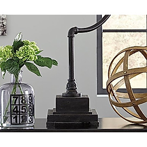 Signature Design by Ashley Jae Industrial 33.25" Metal Desk Lamp with Glass Shade, Black with Antique Finish
