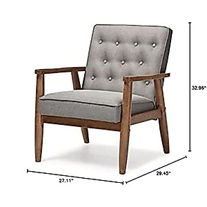 Baxton Studio BBT8013-Grey Chair armchairs, Grey, 27.11 x 29.45 x 32.96