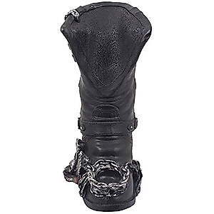 Home 'n Gifts Decorative Black Motorcycle Biker Boot Liquor or Wine Bottle Holder Display Stand with Born to Ride Logo, Skull & Eagle Wings Symbol for Home Bar Decor or Kitchen Counter Wine Racks