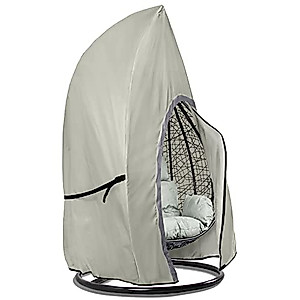 STEECA Patio Hanging Egg Chair Cover - Waterproof Outdoor Wicker Egg Swing Chair with Stand Cover, Single Seat
