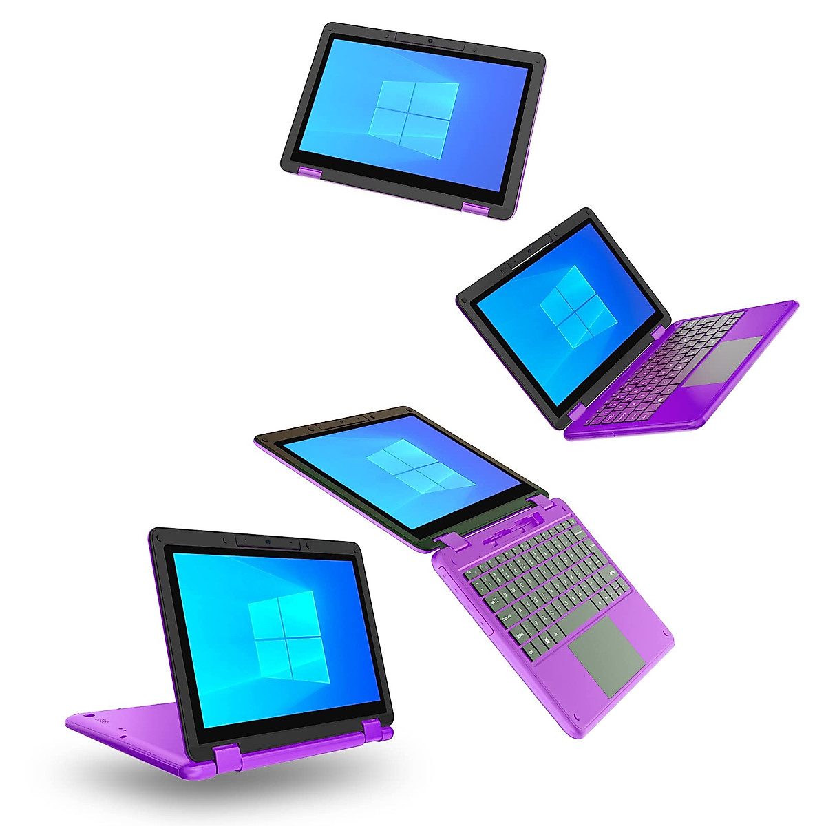 AWOW Purple 11.6" FHD 2 in 1 Touchscreen Laptop with Stylus, Intel N4120 Processor 6GB RAM 256GB M.2 SSD Storage Kids Convertible Laptop