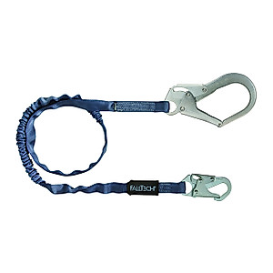 FallTech 82593 Internal, Tubular Web SAL - Single Leg with 1 Snap Hook and 1 Rebar Hook, 6', Blue