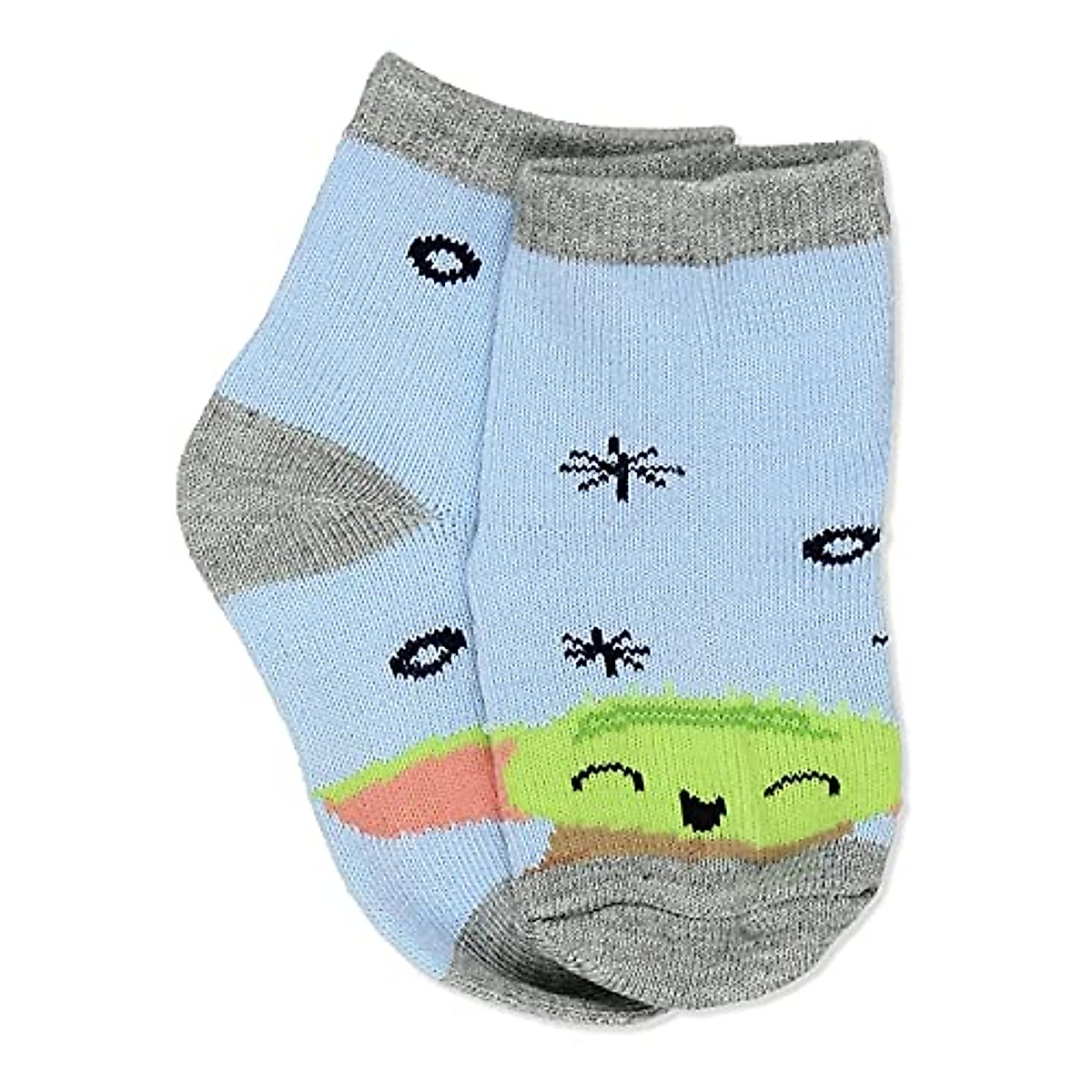 Disney Star Wars Mandalorian Baby Yoda Infant 6 Pack Quarter Socks (18-24 Months, Blue)
