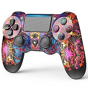 Akvwj 【Upgraded】 Wireless PS4 Remote Controller Compatible with Playstation 4/Slim/Pro with Dual Vibration/6-Axis Motion Sensor/Audio Replacement for PS4 Controller