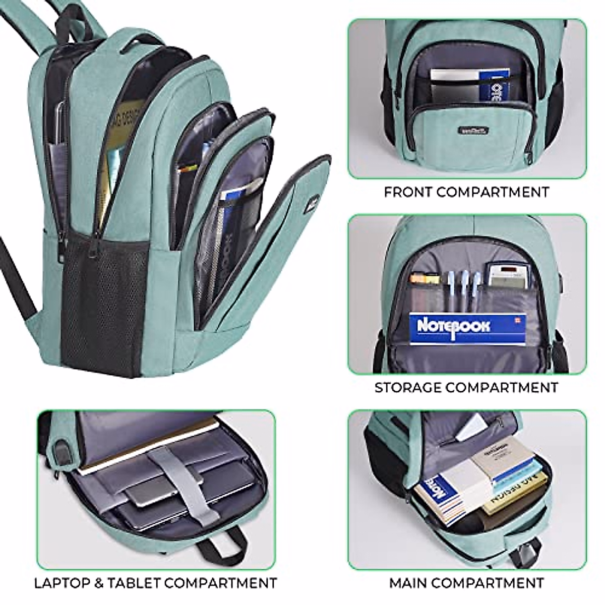 LERASO Laptop Backpack, Green