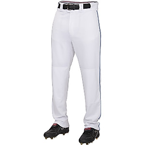 Rawlings | PRO 150 Series Baseball Pants | Youth Large | Piped | White / Navy | Relaxed Fit