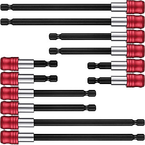 12 Pieces Drill Bit Extension Magnetic Drill Extension Bit Holder 1/4 Inch Hex Shank Automotive Drill Bit Quick Release Screwdriver Extender Adapter Set for Screws Nuts Drill Handheld Driver, 3 Sizes