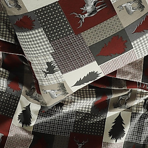 Sleepdown 100% Cotton Flannel Sheets Full - Super Soft, Heavyweight, Double Brushed, Anti-Pill Flannel Bed Sheets Full Size - 16" Deep Pocket Full Size Fitted Sheet X2 Side Pockets (Full, Lodge)