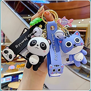 HSYHERE Men Women Boys Girls Silicone Cute PVC Cartoon Animal Keychain Creative New Year Gift Bags Doll Pendant Car Key Pendant Metal Key Ring-Lion