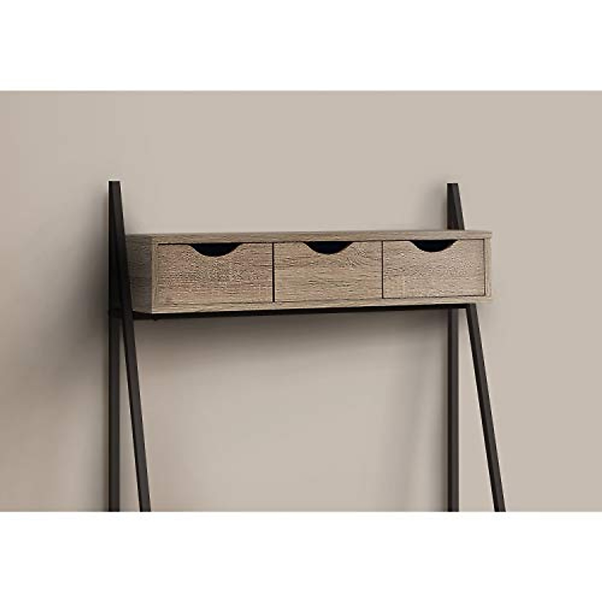 Monarch Specialties 7332 Computer Desk, Home Office, Laptop, Leaning, Storage Drawers, 32" L, Work, Metal, Laminate, Brown, Black, Contemporary, Modern Desk-32 L Dark Taupe, 31.5" L x 19" W x 61.25" H