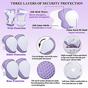 Kids Helmet Adjustable for Kids Ages 3-8 Years Old Boys Girls, Toddler Bike Helmet with Protective Sports Gear Set Knee Elbow Pads Wrist Guards for Cycling Roller Skating Skateboard-(Purple Star)