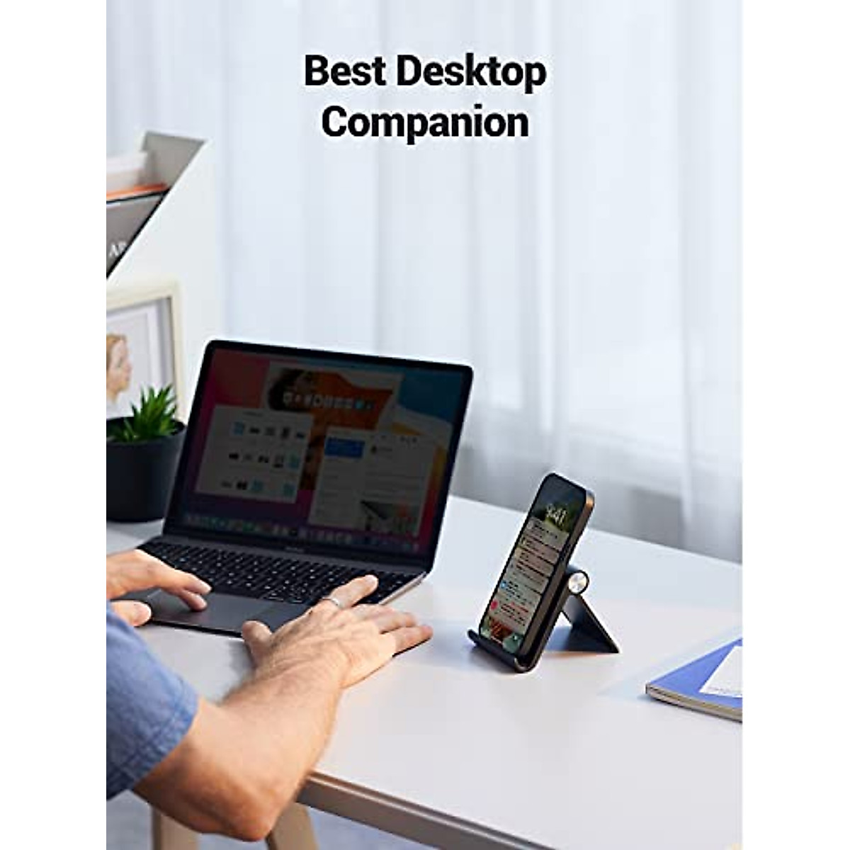 UGREEN Portable Cell Phone Stand Black Bundle with White Cell Phone Stand Compatible with iPhone 14 Pro 14 Plus13 Pro Max 12 11 SE XS, Galaxy S22 S21