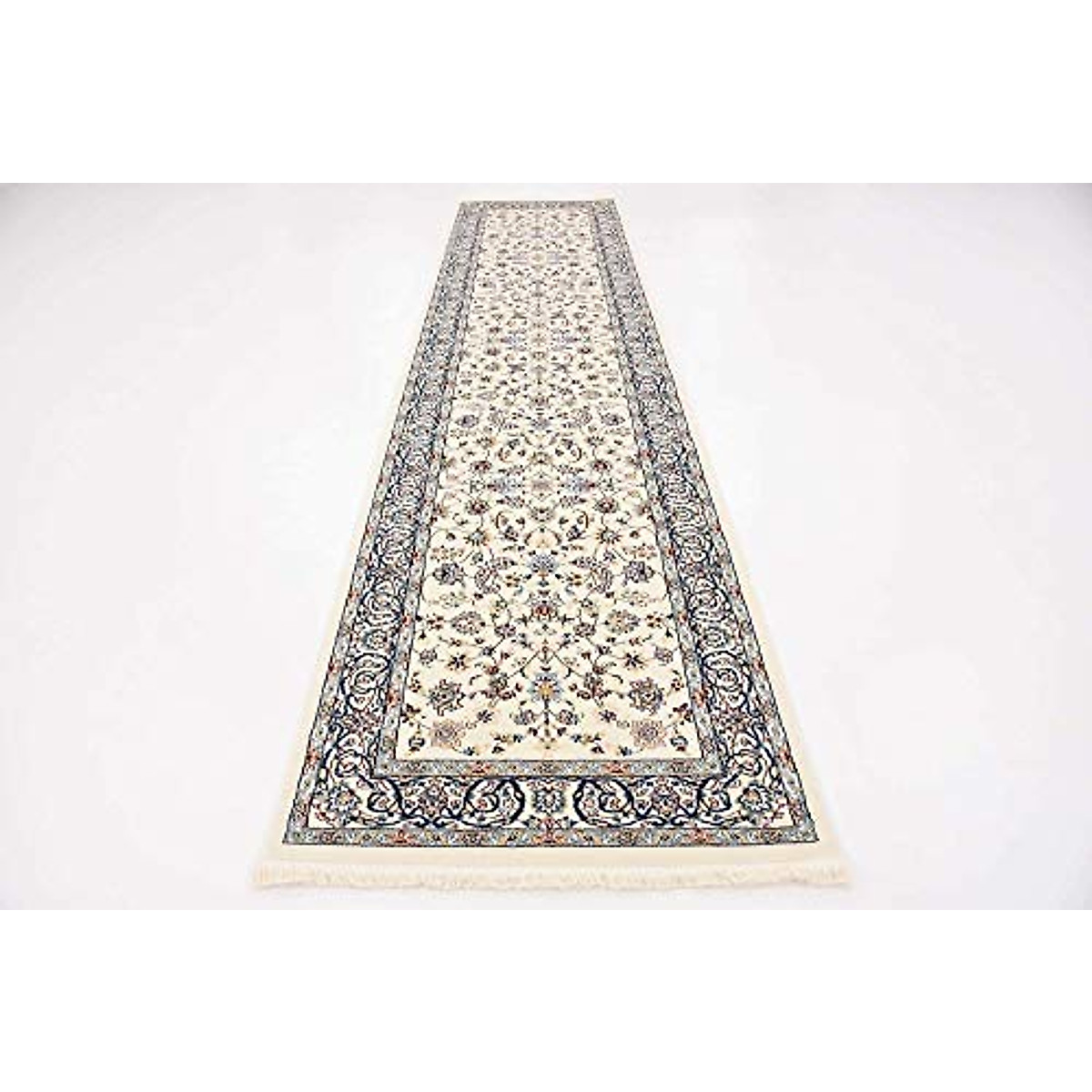 Unique Loom Narenj Collection Area Rug - Leeds (3' x 13' 1" Runner, Ivory/ Blue)