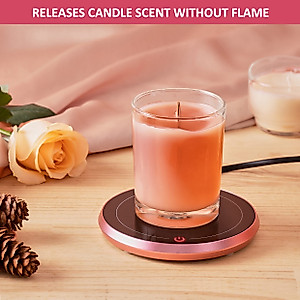 Nouvati Mug Warmer/Candle Warmer Plate/Coffee Warmer for Desk Auto Shut Off: Excellent Heating, 2 Heating Modes, Safety Features, Sleek & Compact Design; Tea Warmer (Rose Pink)