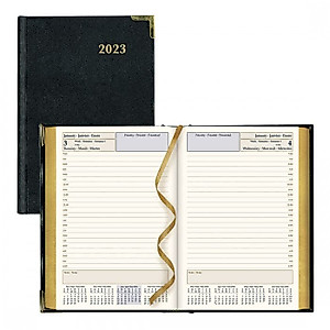 Brownline 2024 Executive Daily Planner, Appointment Book, 12 Months, January to December, Sewn Binding, 7.125" x 4.875", Trilingual, Black (CBE504-24)