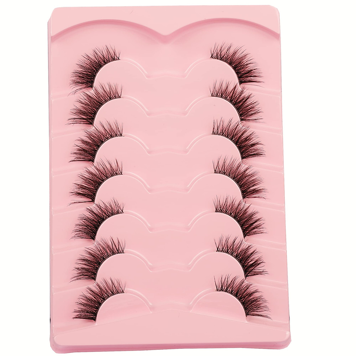 Gmagictobo False Eyelashes Natural Half Lashes Cat Eye Clear Band Lashes Fluffy Wispy 3D Faux Mink Lashes Pack Soft Strips Fake Eyelashes 7 Pairs