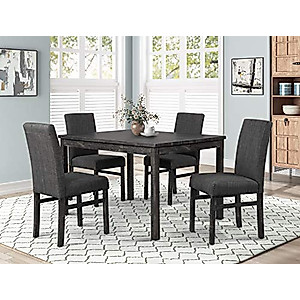 Best Master Furniture CD038DWT Vitaliya 48" Rectangular Wood Dinette Table in Black Charcoal
