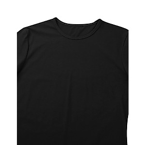 renvena Mens Press Button Crotch Shirt Bodysuit Short Sleeve Leotard Undershirt Romper Black 4X-Large