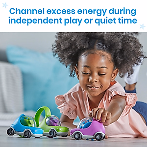 Hand2Mind Popping Fidget Cars - Suction Cup Toys for Fine Motor Skills, Toddler & Preschool Sensory Play, Anxiety Relief (Set of 3)