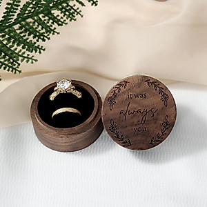Drnilui Ring Box, Wooden Ring Box for Wedding Ceremony Ring Bearer Box, Engagement Ring Holder Gift for Anniversaries day, Birthday Gift